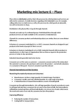 The Marketing Mix Notes - The Marketing Mix: Lecture 1: Introducing the ...