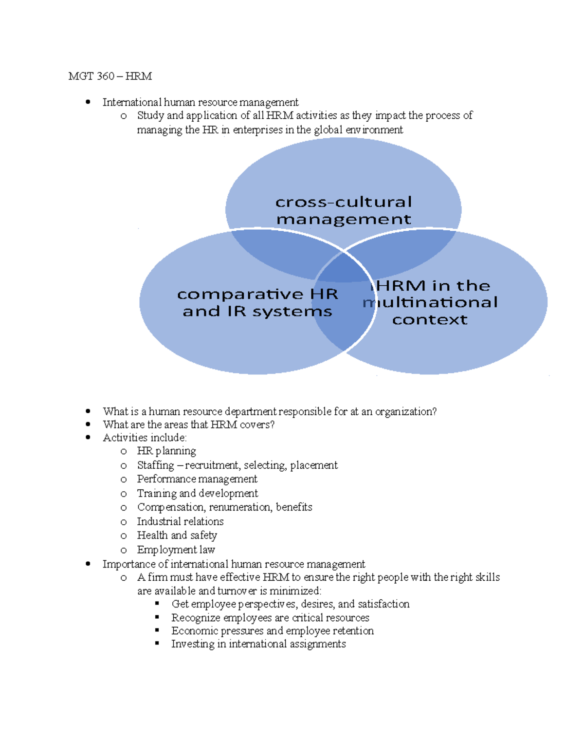 MGT 360 IHRM - Notes on international human resource management unit ...