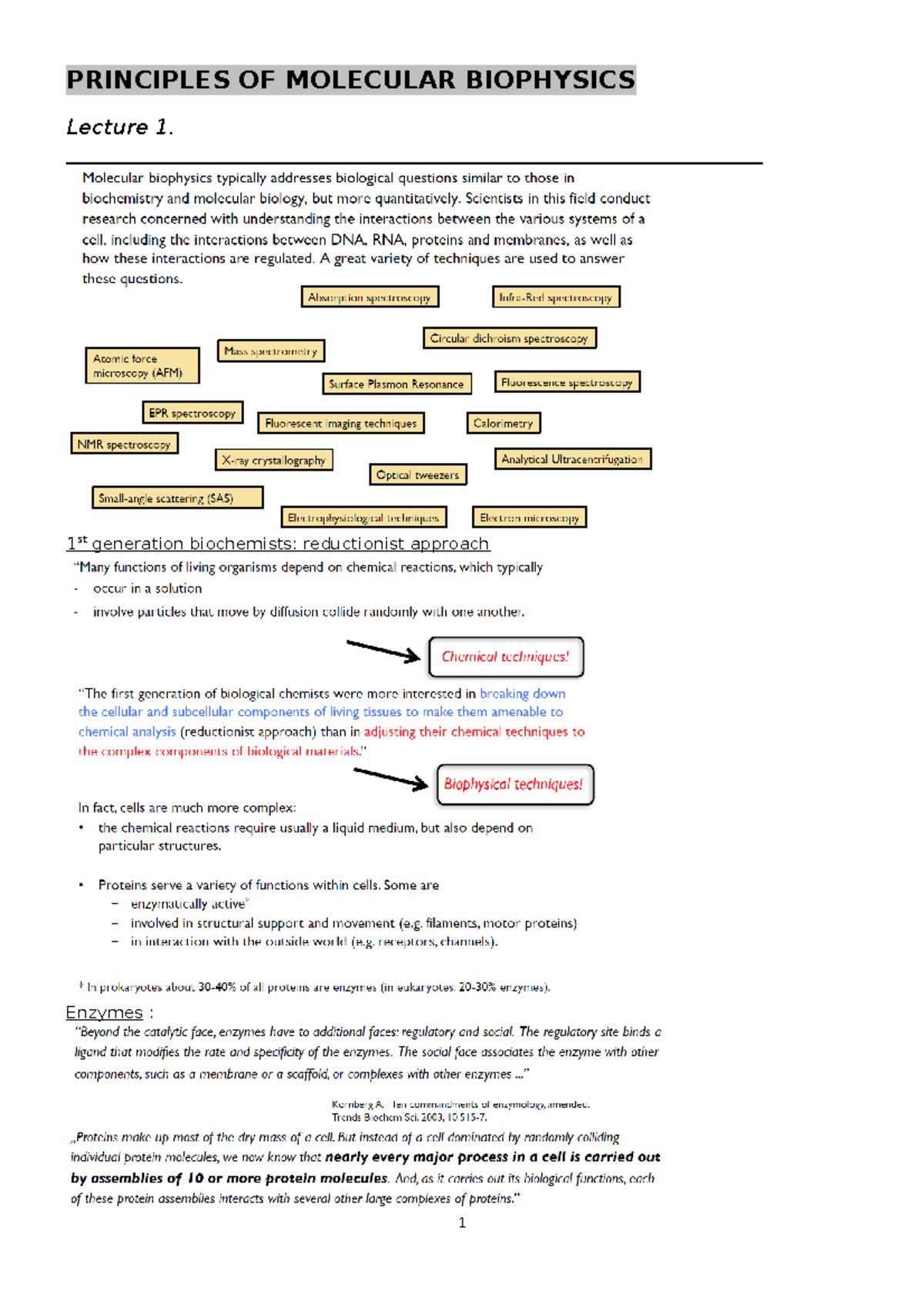 Biophysics - Résumé Biophysique - PRINCIPLES OF MOLECULAR BIOPHYSICS ...