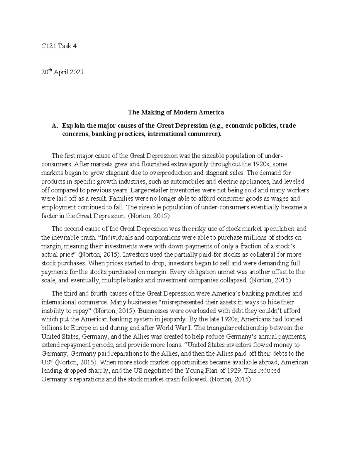 C121 Task 4 - Passed first try - C121 Task 4 20 th April 2023 The ...