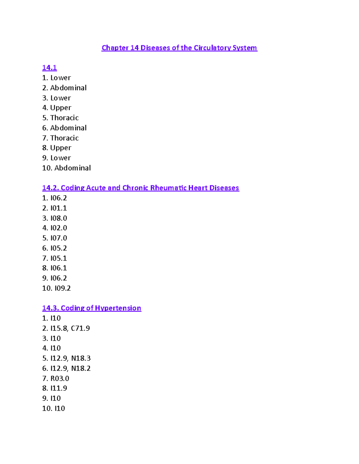 Chapter 14 Study Guide - Chapter 14 Diseases of the Circulatory System ...