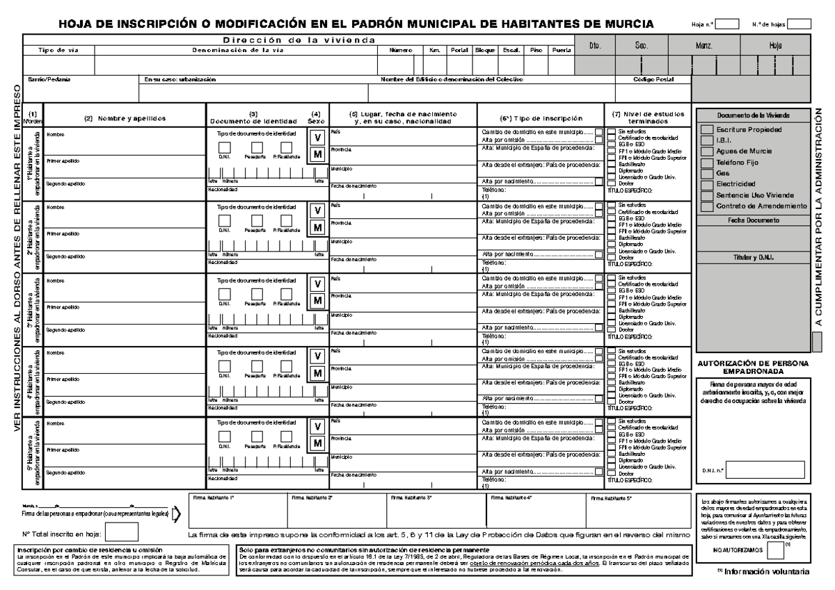 1 HOJA Inscripcion Modif PMH 19 1 2021 - HOJA DE INSCRIPCIÓN O MODIFICACIÓN EN EL PADRÓN ...