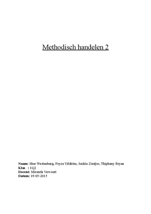 Methodisch Handelen - - Studeersnel