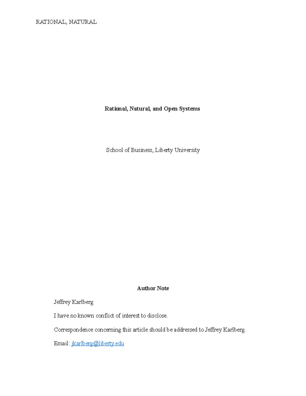 Discussion board 1 Assignment Paper - Rational, Natural, and Open ...