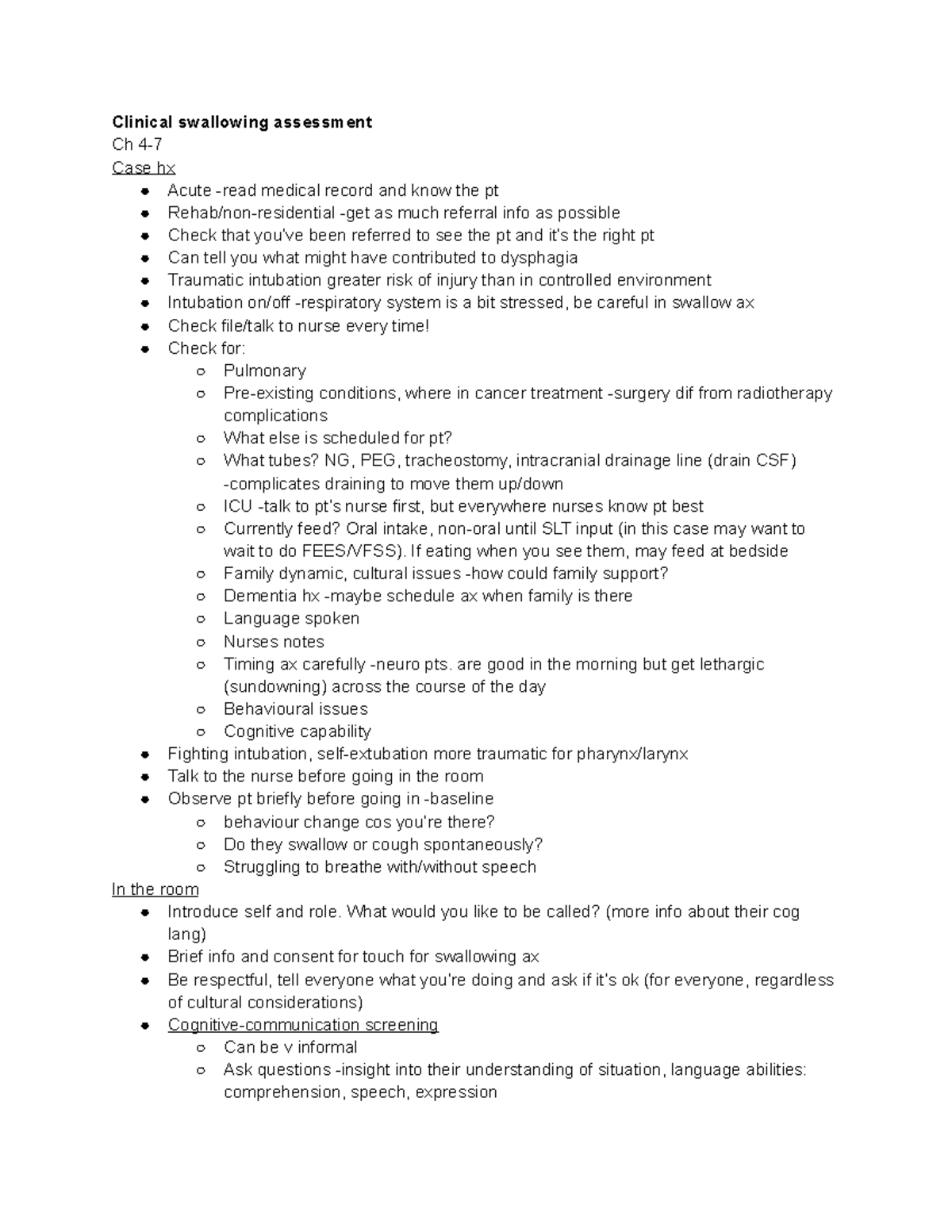 CMDS 669: Clinical Swallowing Assessment - Clinical swallowing ...