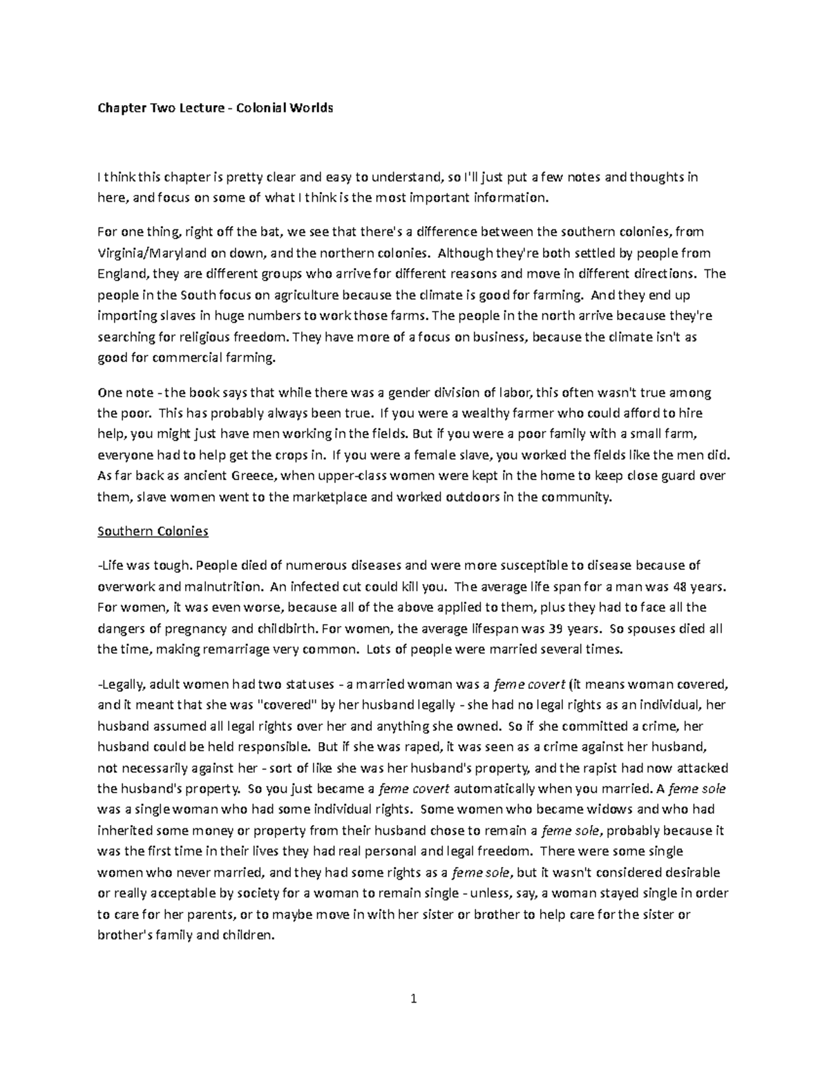 Chapter Two Lecture Notes Chapter Two Lecture Colonial Worlds I Think This Chapter Is