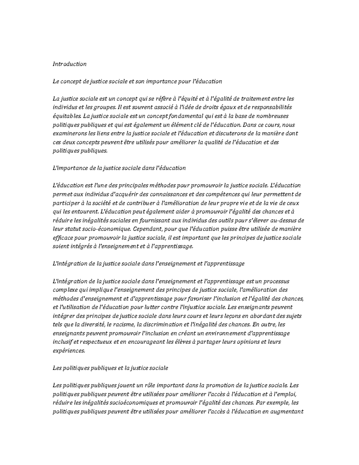 Social Justice and Education - Introduction Le concept de justice ...