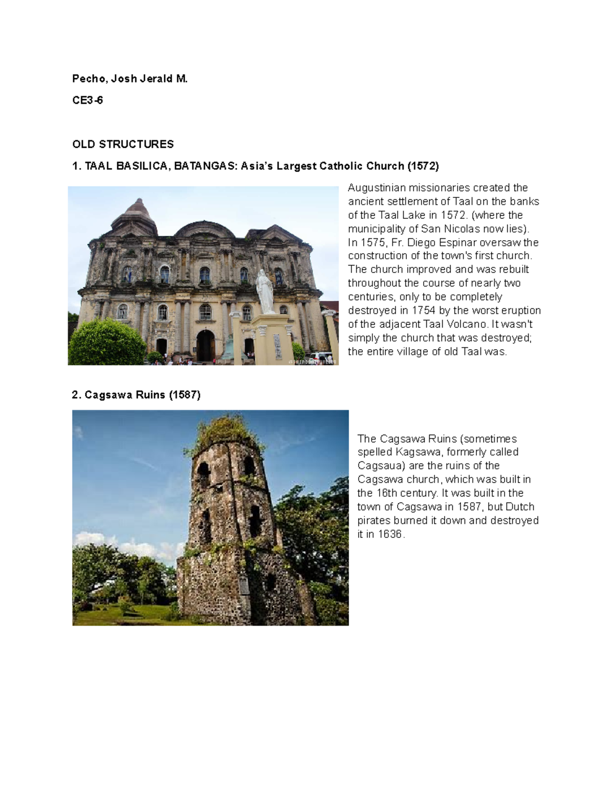 Old Structures in the philippines and the world - Pecho, Josh Jerald M ...
