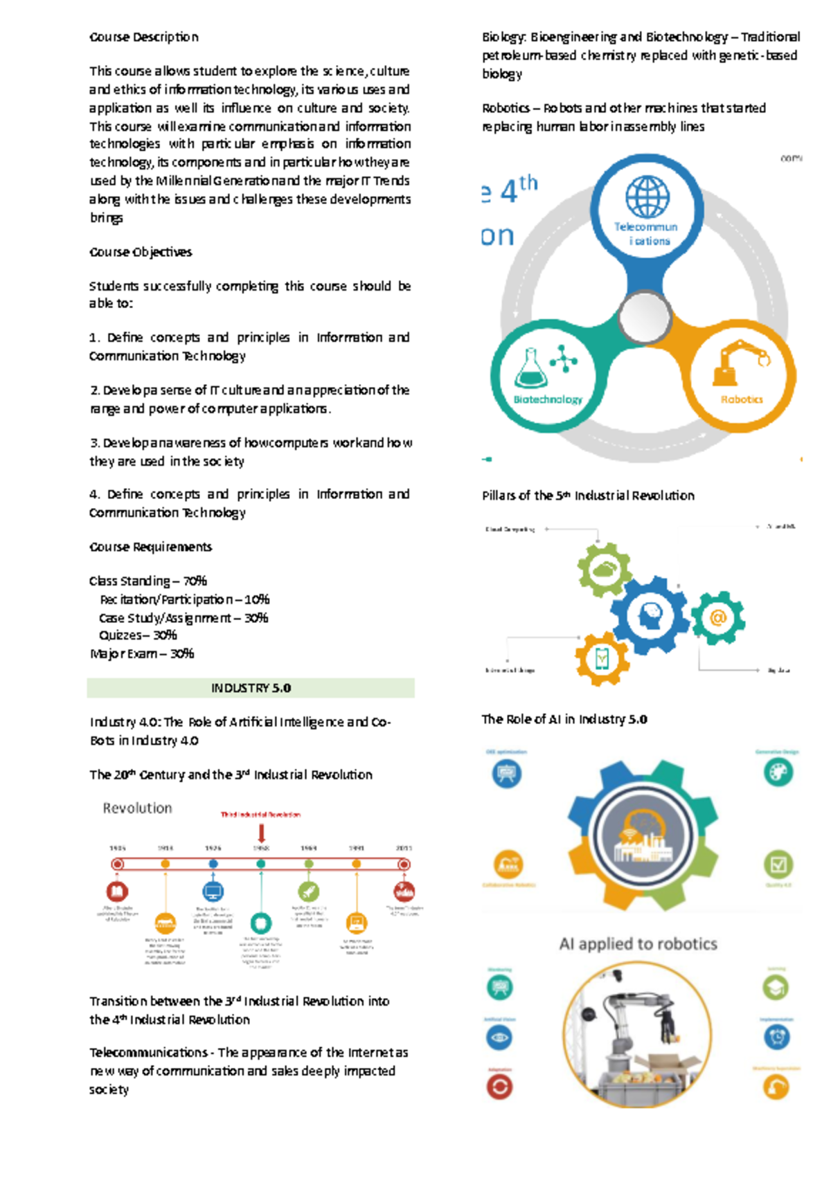 PPT 1 to 3 Notes - N/A - Course Description This course allows student ...