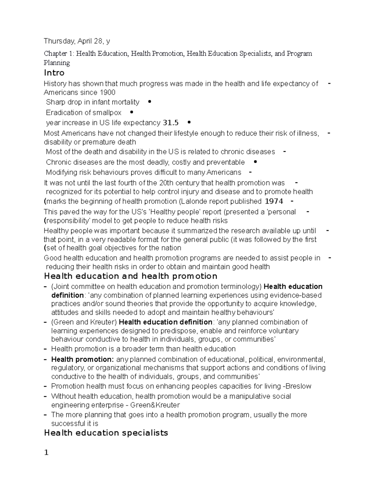 Chapter 1- Health Education, Health Promotion, Health Education ...