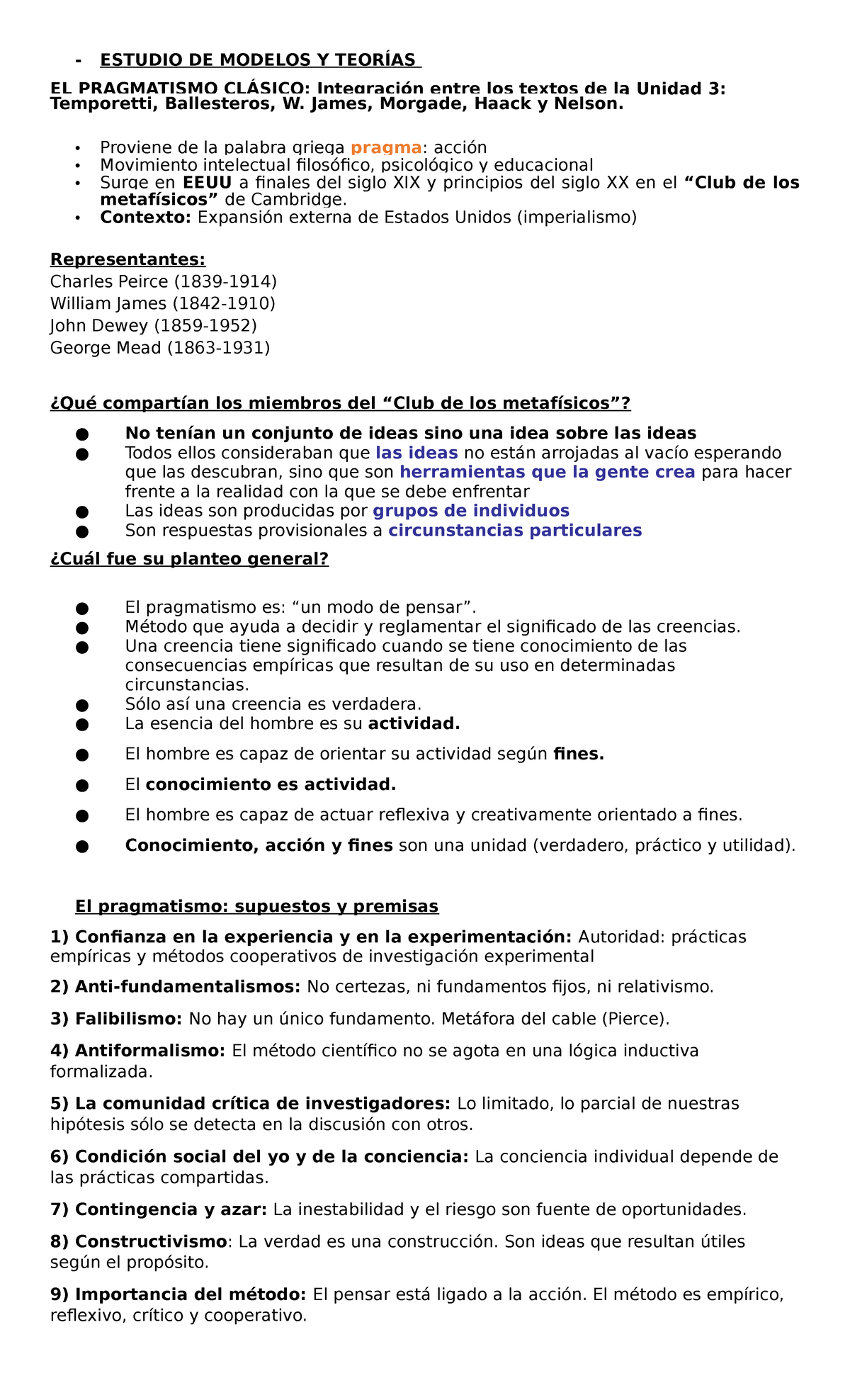 Estudio Modelos Y Teorías - ESTUDIO DE MODELOS Y TEORÍAS EL PRAGMATISMO ...