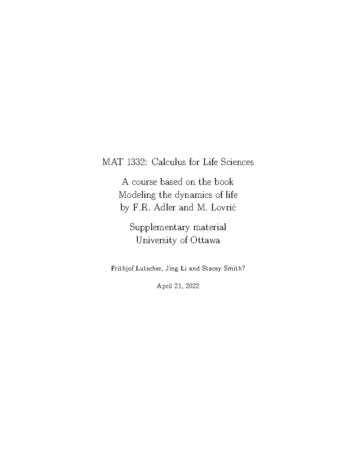 notes for math 2 - MAT 1332: Calculus for Life Sciences A course based ...