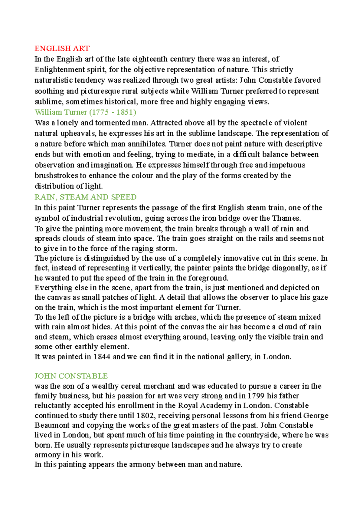 English Painter - ENGLISH ART In the English art of the late eighteenth ...