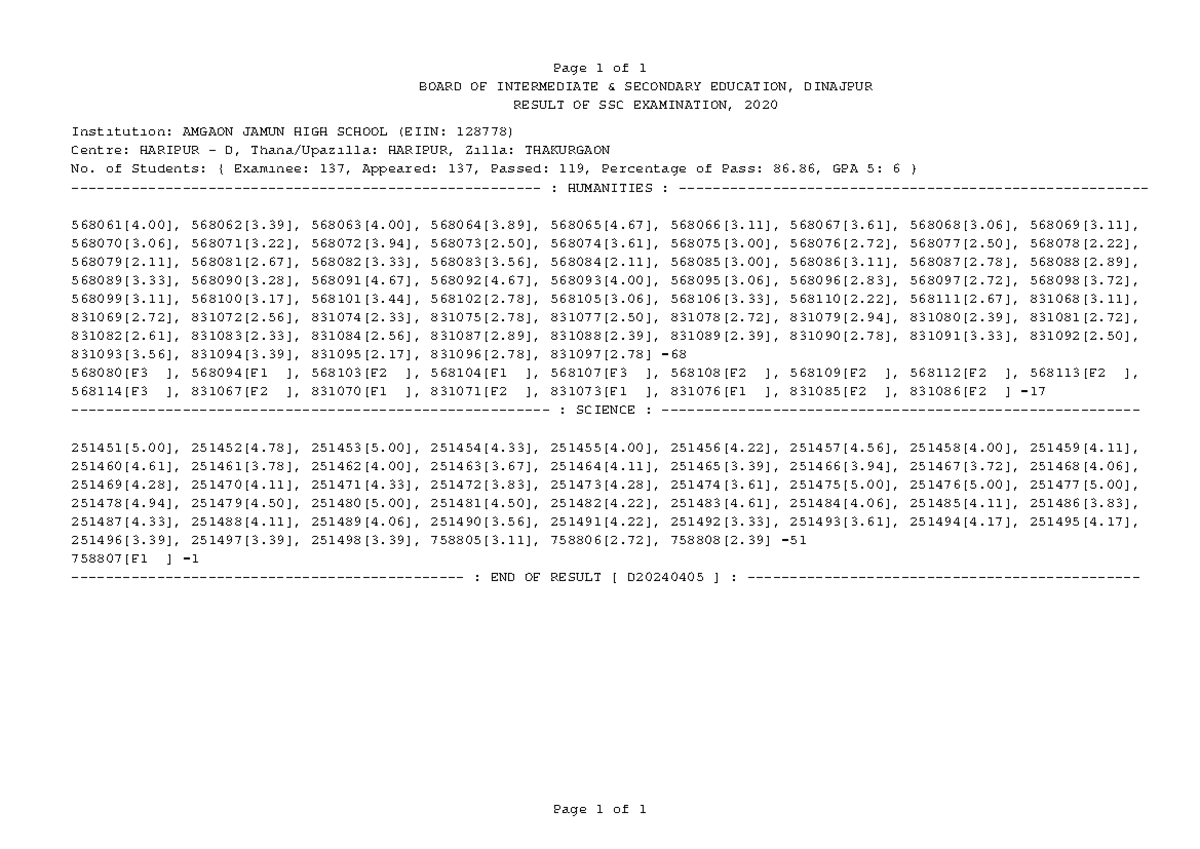 Dinajpur ssc 2020 128778 - BOARD OF INTERMEDIATE & SECONDARY EDUCATION ...