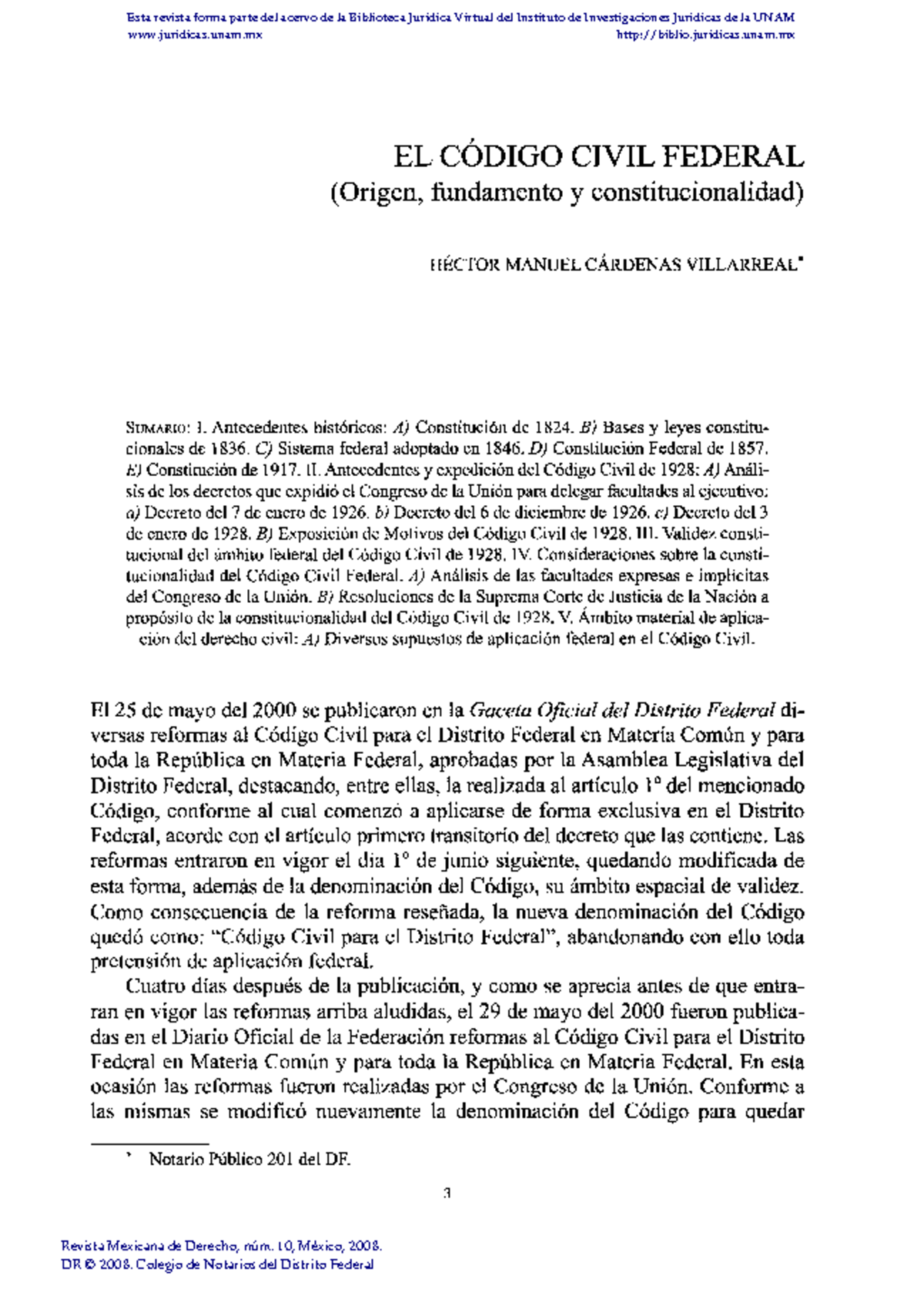 14059 12575 1 PB - Apuntes 1 - EL CÓDIGO CIVIL FEDERAL (Origen ...