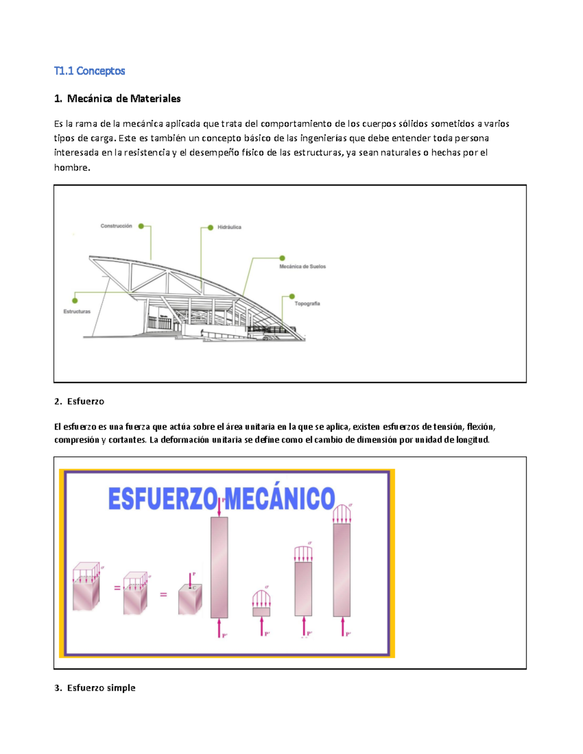 Tarea 1 Esfuerzo y deformación simple T - T1. 1 Conceptos 1. Mecánica ...