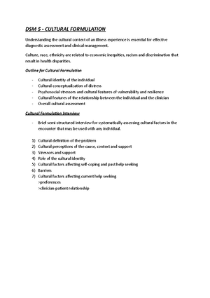 Lecture 3 - DSM 5 Cultural Formulation Interview - DSM 5 - CULTURAL ...