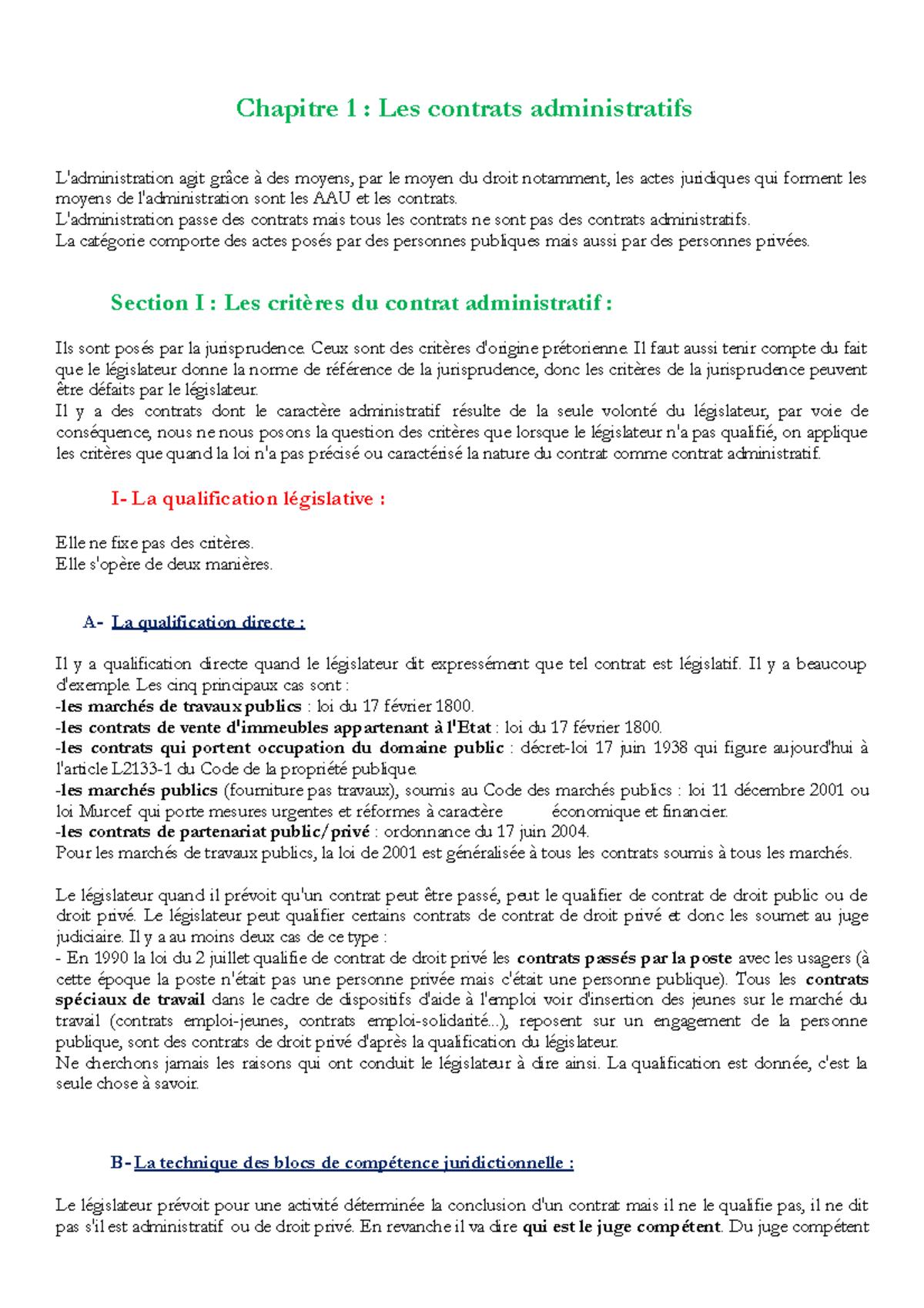 Chapitre 1 - Droit administratif amphi cours. - Chapitre 1 : Les ...