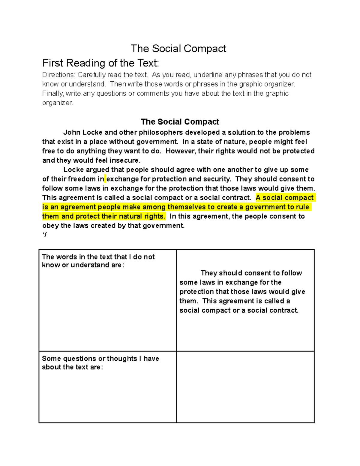 Copy of The Social Compact Reading - The Social Compact First Reading ...