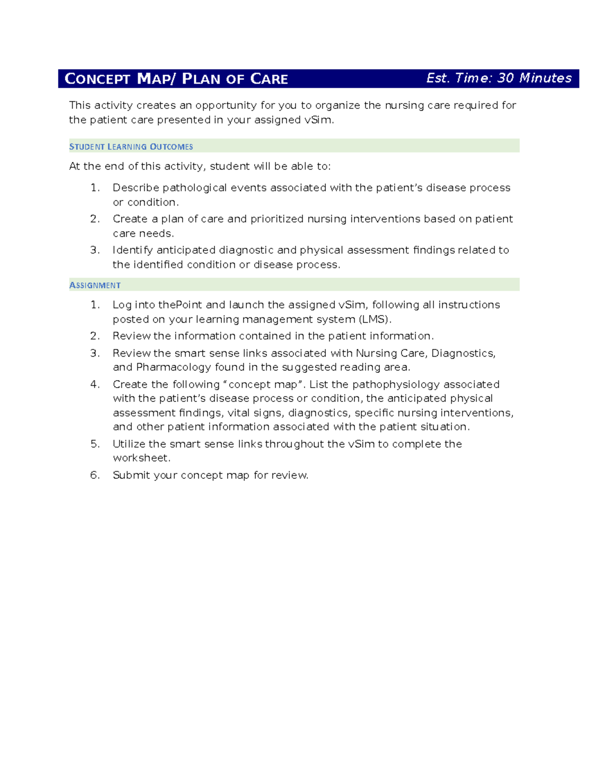 Concept map for EDith - CONCEPT MAP/ PLAN OF CARE Est. Time: 30 Minutes ...