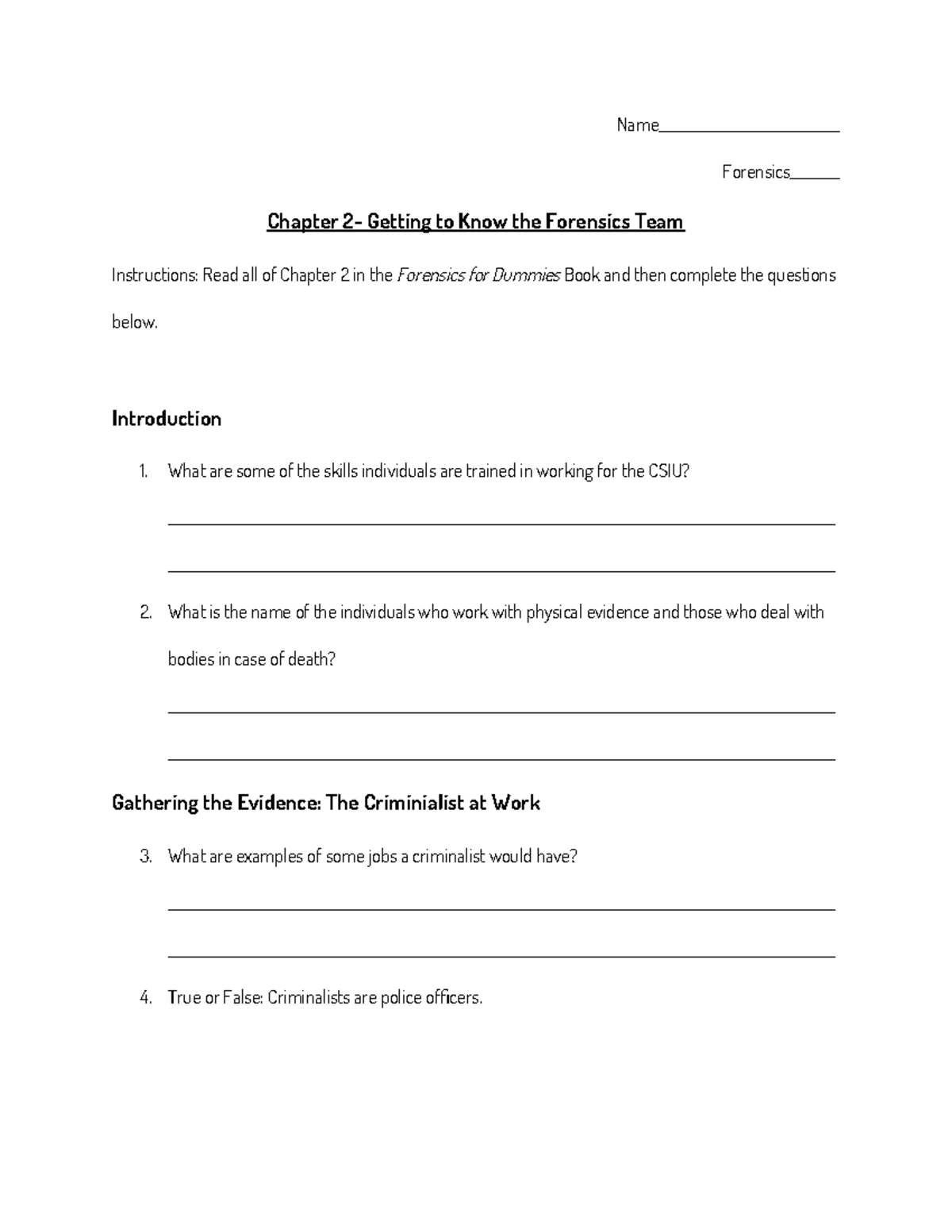 Chapter 2 Forensics For Dummies Questions - Name ...