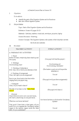 A Detailed Lesson Plan in English 6 - Objectives Use tenses of verbs in ...