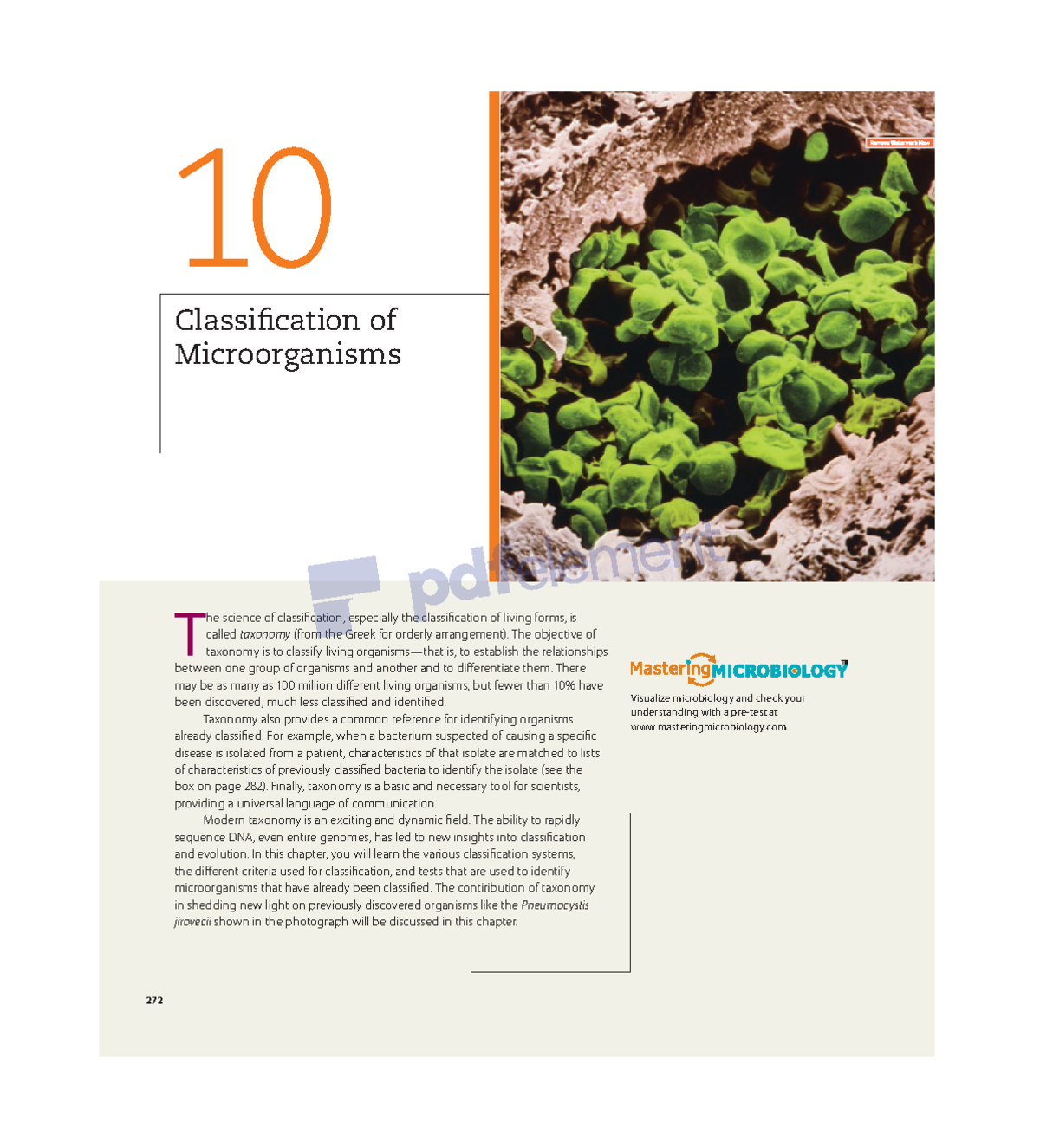 Taxonomy of Microorganisms reading - 10 T he science of classification ...