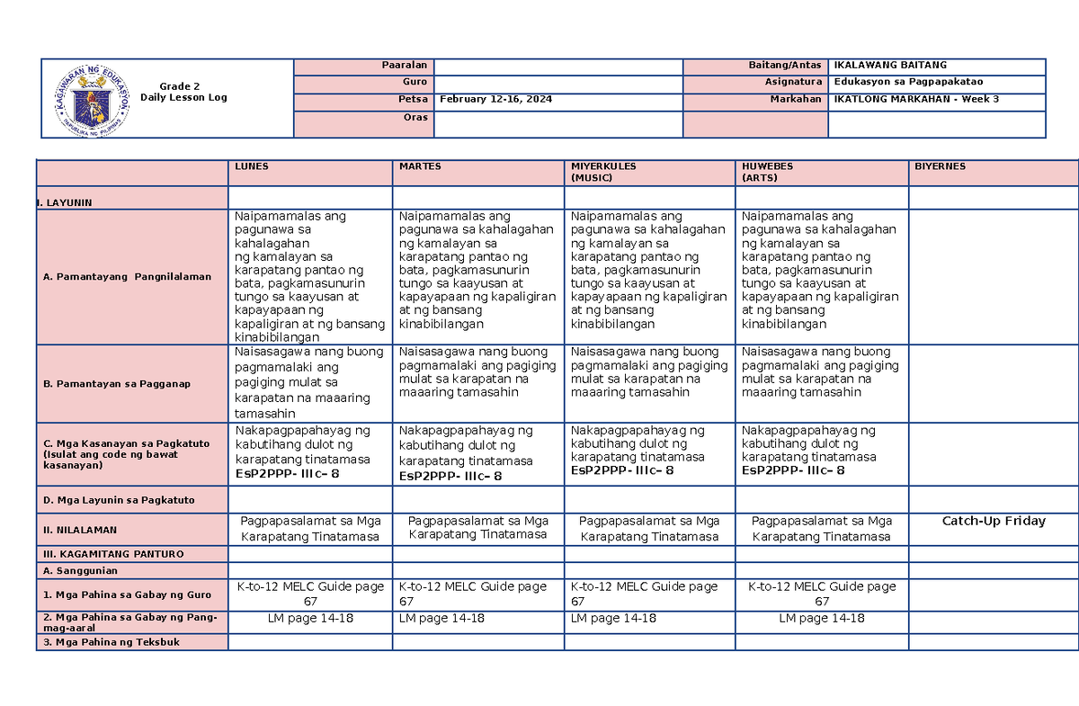 Q3-WEEK3-DLL-ESP-2 - A daily lesson log - Grade 2 Daily Lesson Log ...