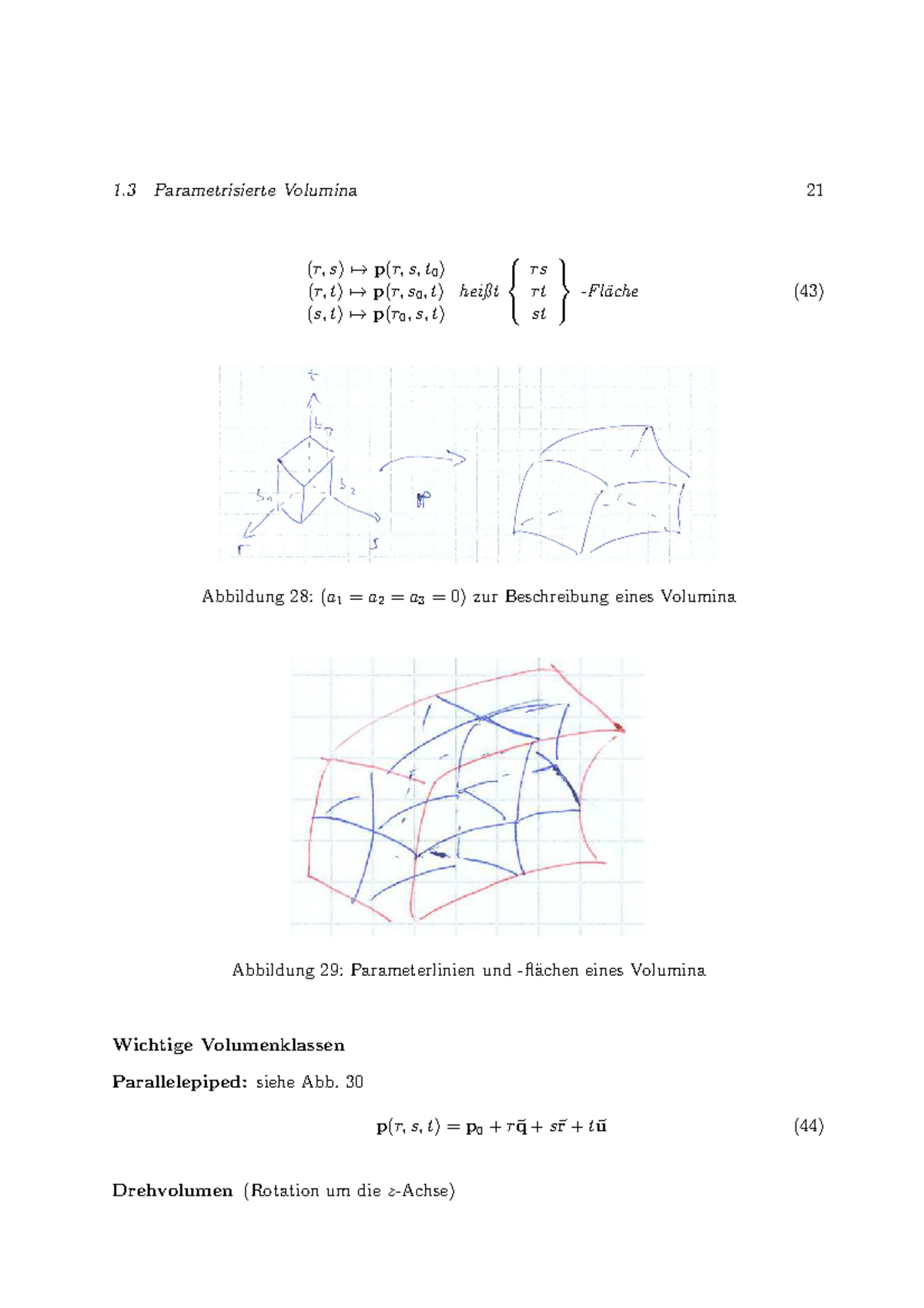 Geometrische Methoden - 21 1 Parametrisierte Volumina (r, s) p(r, s, t0 ) rs (r, t) p(r, s0 , t ...