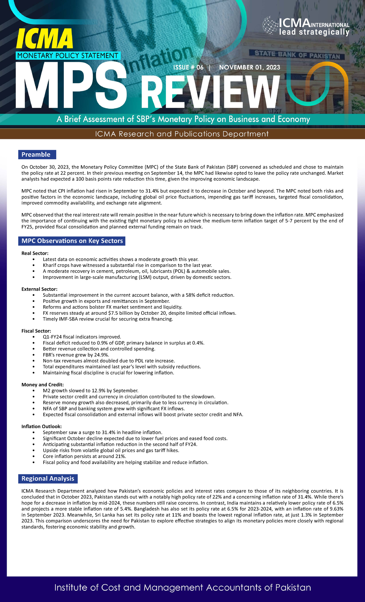ICMA MPS Review-1 - Notes - Preamble On October 30, 2023, the Monetary ...