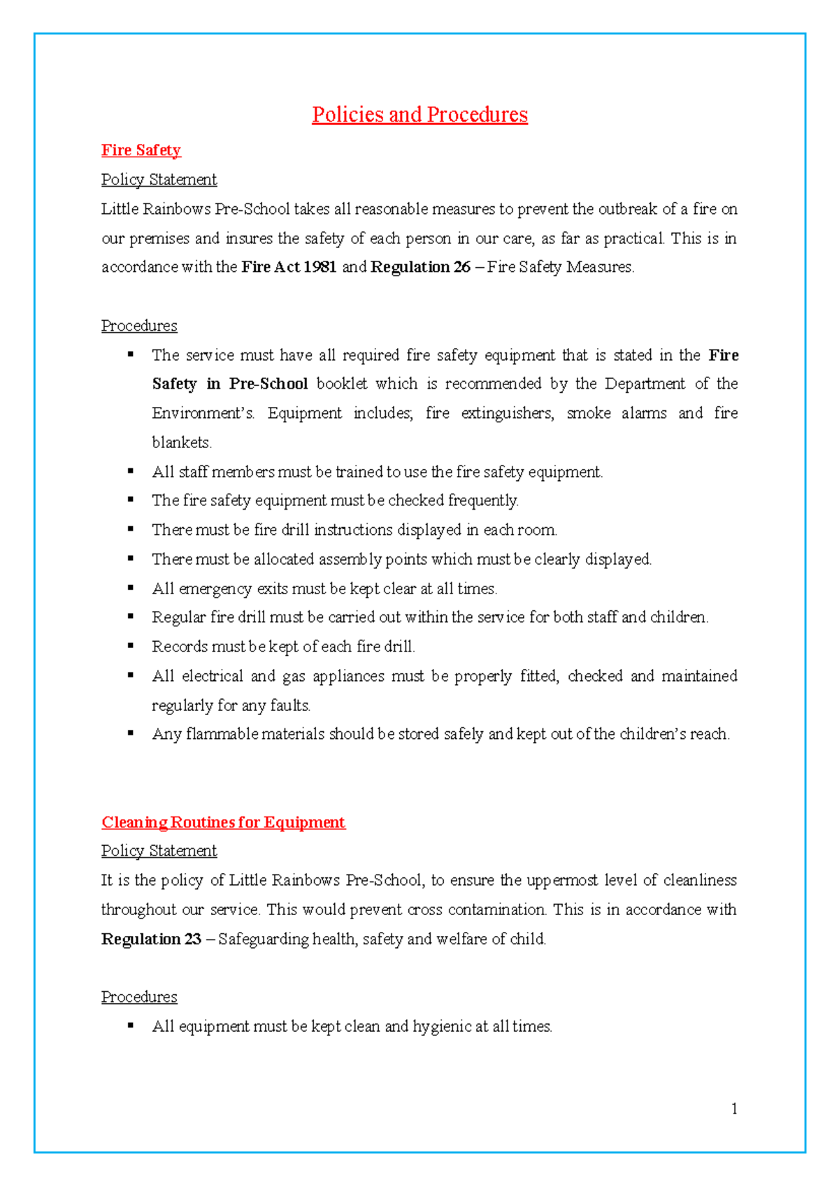 Policies and procedures for booklet - Policies and Procedures Fire ...