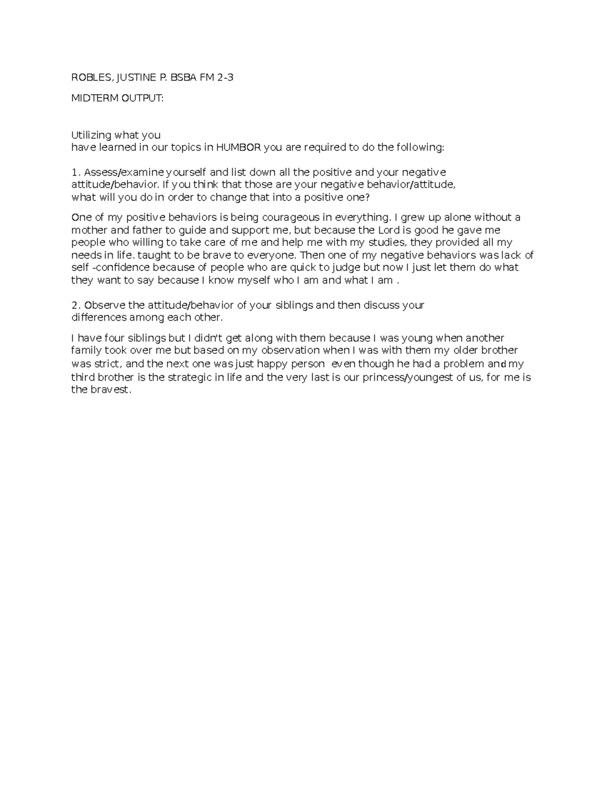 Justine Robles Midterm Output - ROBLES, JUSTINE P. BSBA FM 2- MIDTERM ...