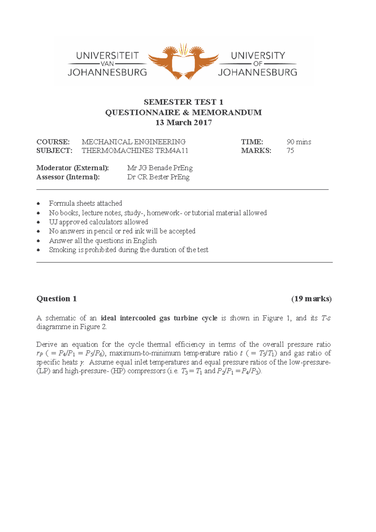 Test 1 2017 memo - Test 1 2017 memo - ! " # $% && && ! # # - Studocu