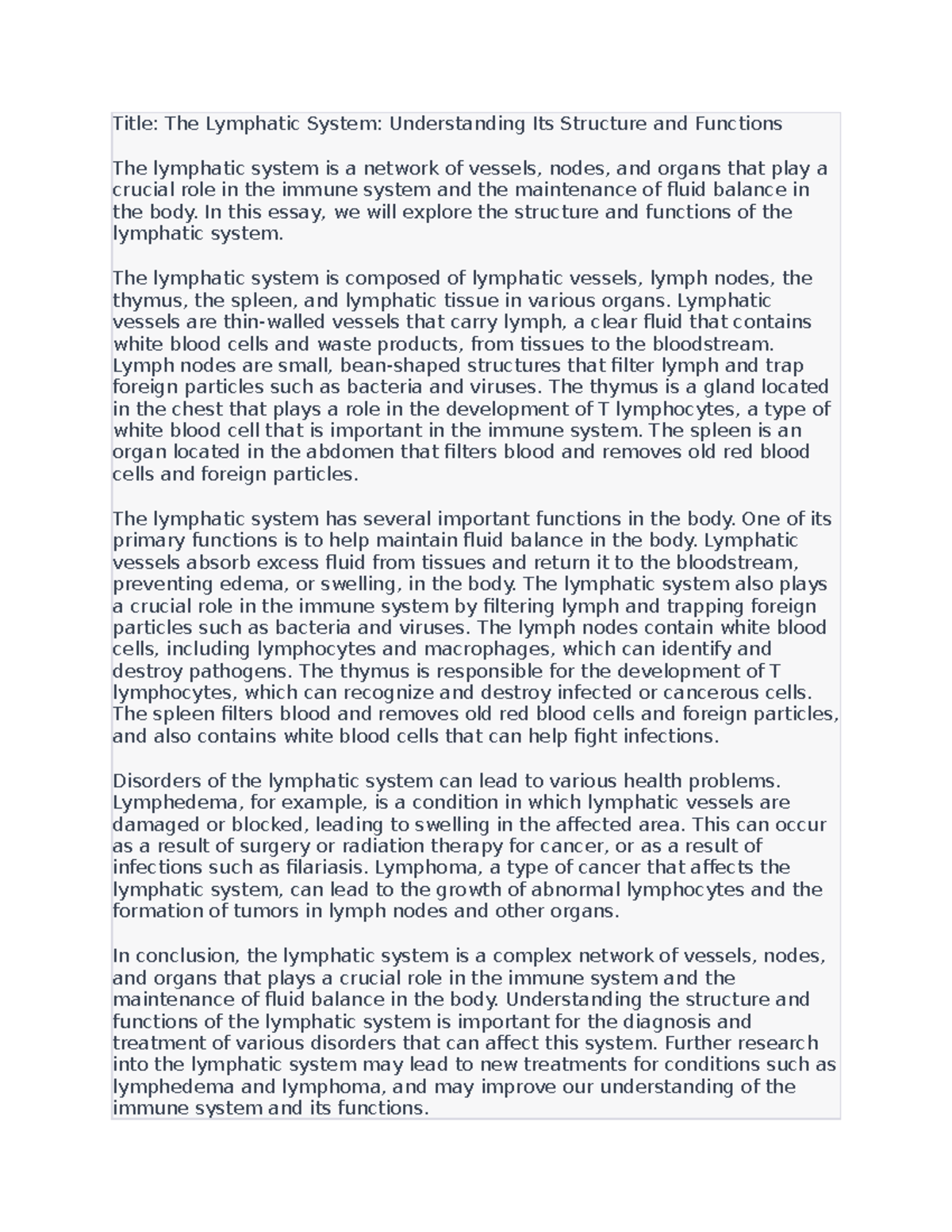 The Lymphatic System - Understanding Its Structure and Functions ...