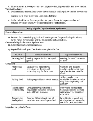 Amsco Unit 5 - Ch 13 Reading Guide -Spatial Arrangment of Agriculture ...