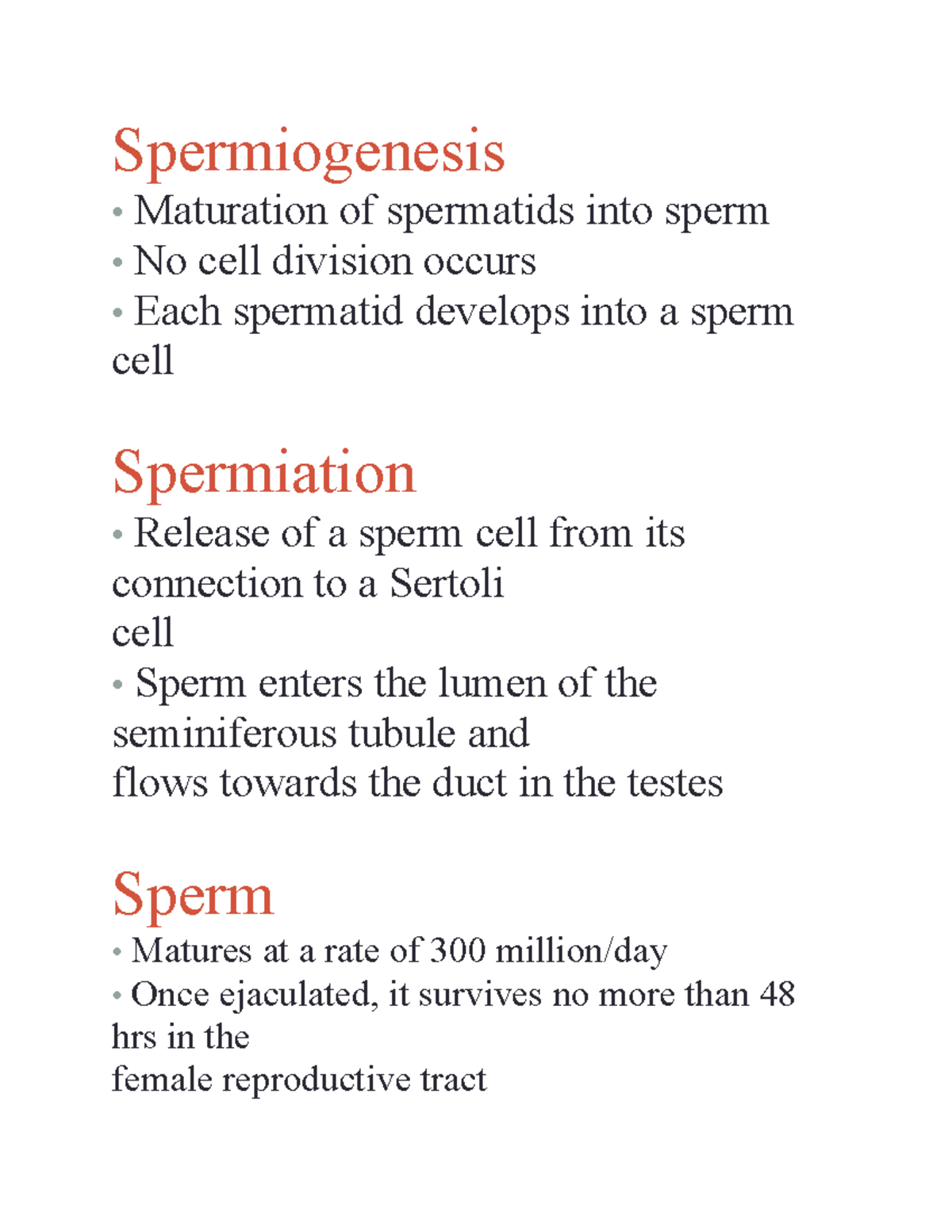 Spermiogenesis - Spermiogenesis • Maturation of spermatids into sperm ...