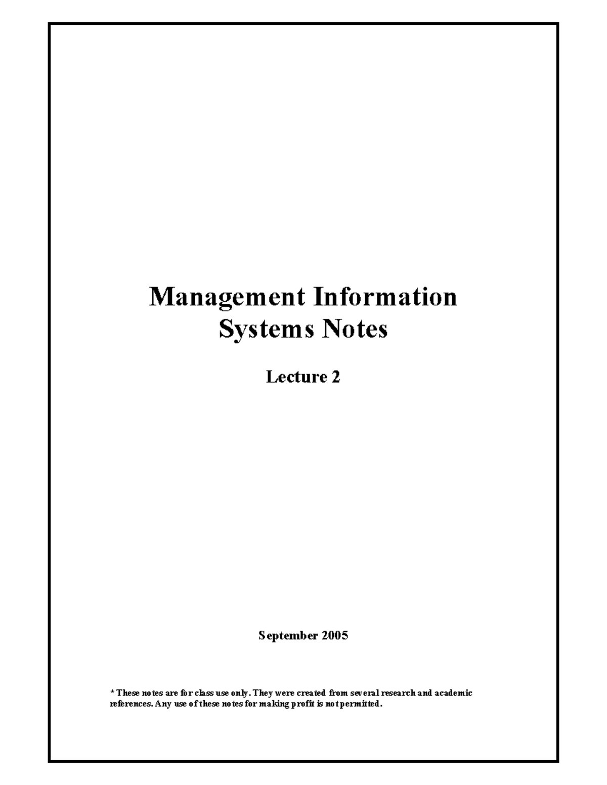 1 Lecture 9 MIS Additional Notes - Management Information Systems Notes ...