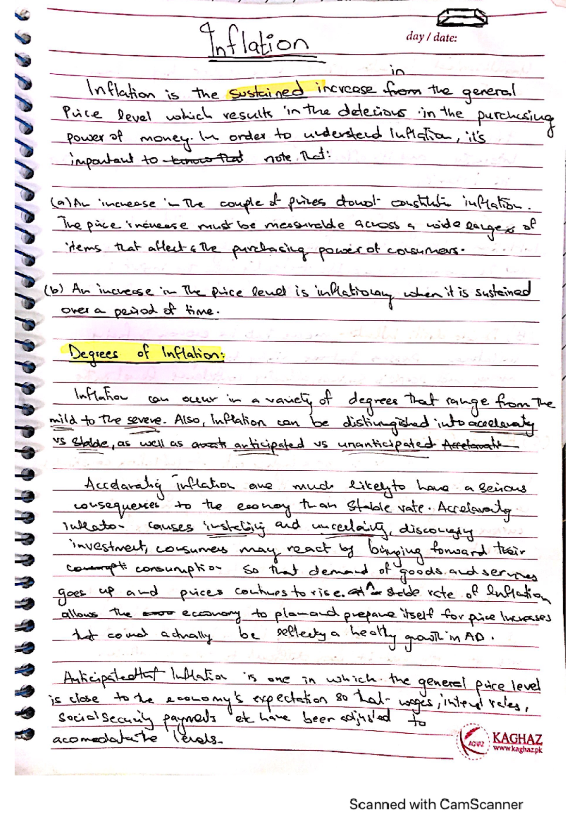 Inflation zeenat - Econ notes - biology - Studocu