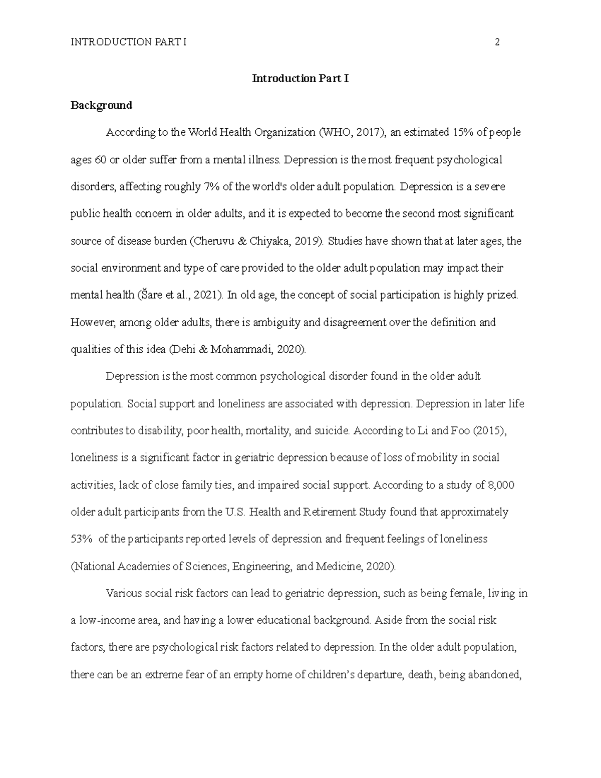 Introduction Paper OCC 525 - Introduction Part I Background According to the World Health - Studocu