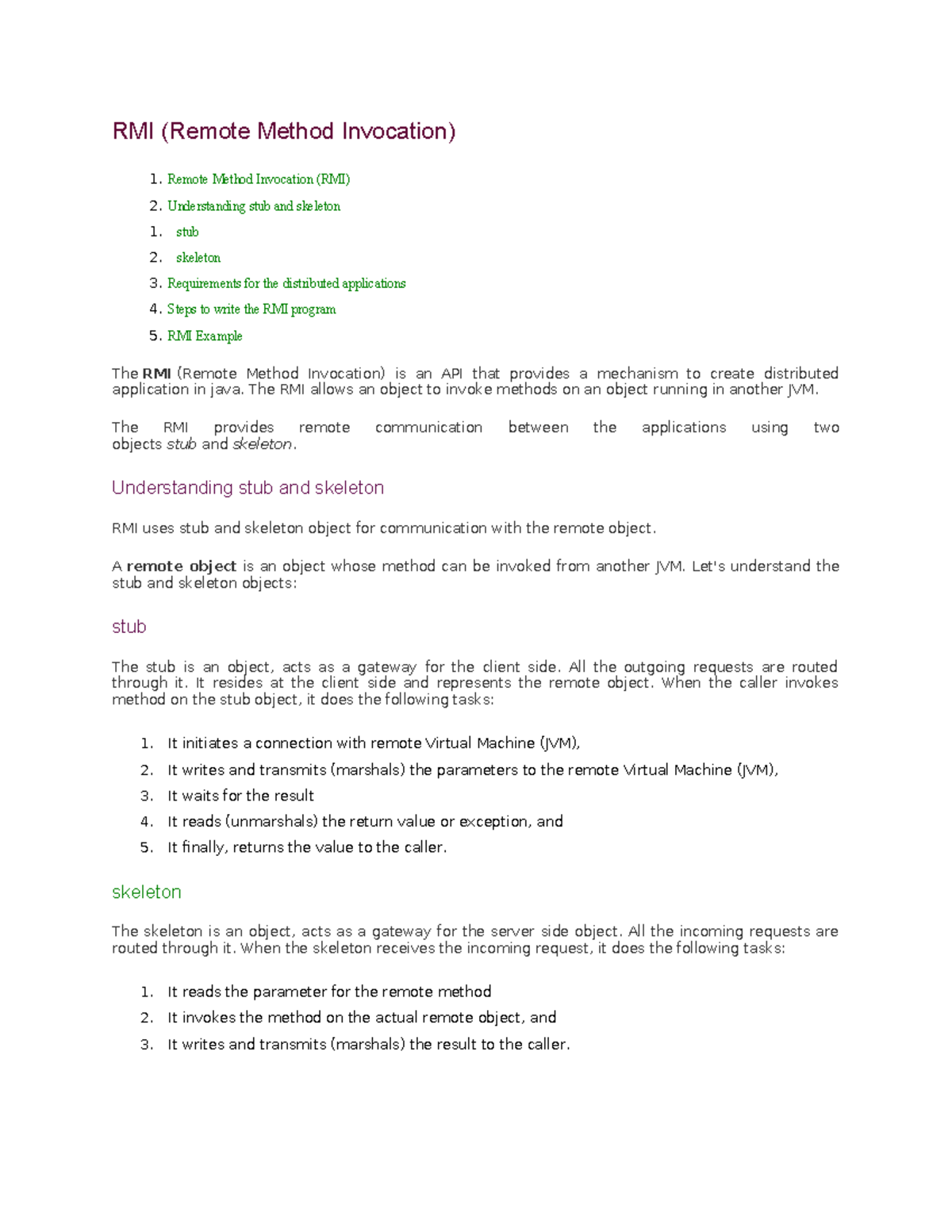 Rmi Remote Method Invocation Rmi Remote Method Invocation 1 Remote Method Invocation Rmi