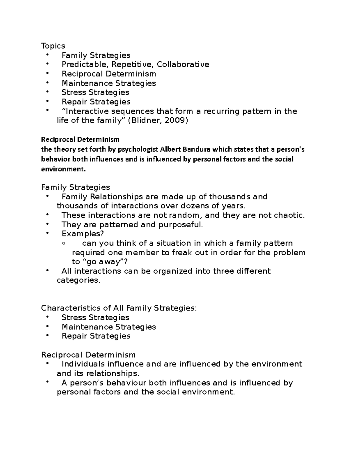Relationship Patterns - Lecture note Week 3 - Topics Family Strategies ...