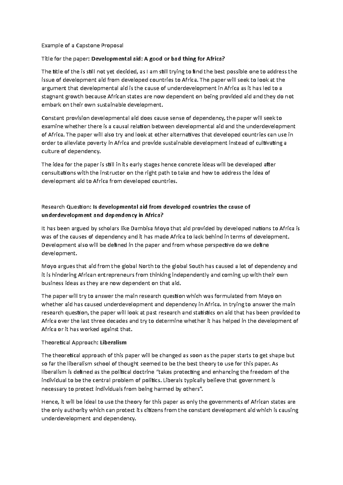 Example of a Capstone Proposal for Complexity Theory - Example of a ...