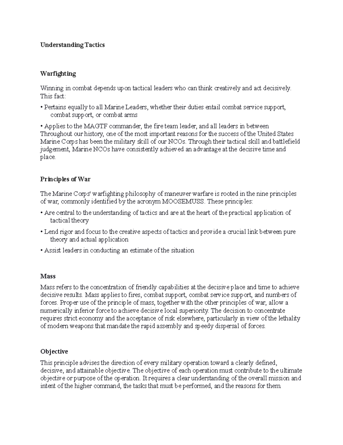 Tactical Planning Sgt's Course - Understanding Tactics Warfighting ...