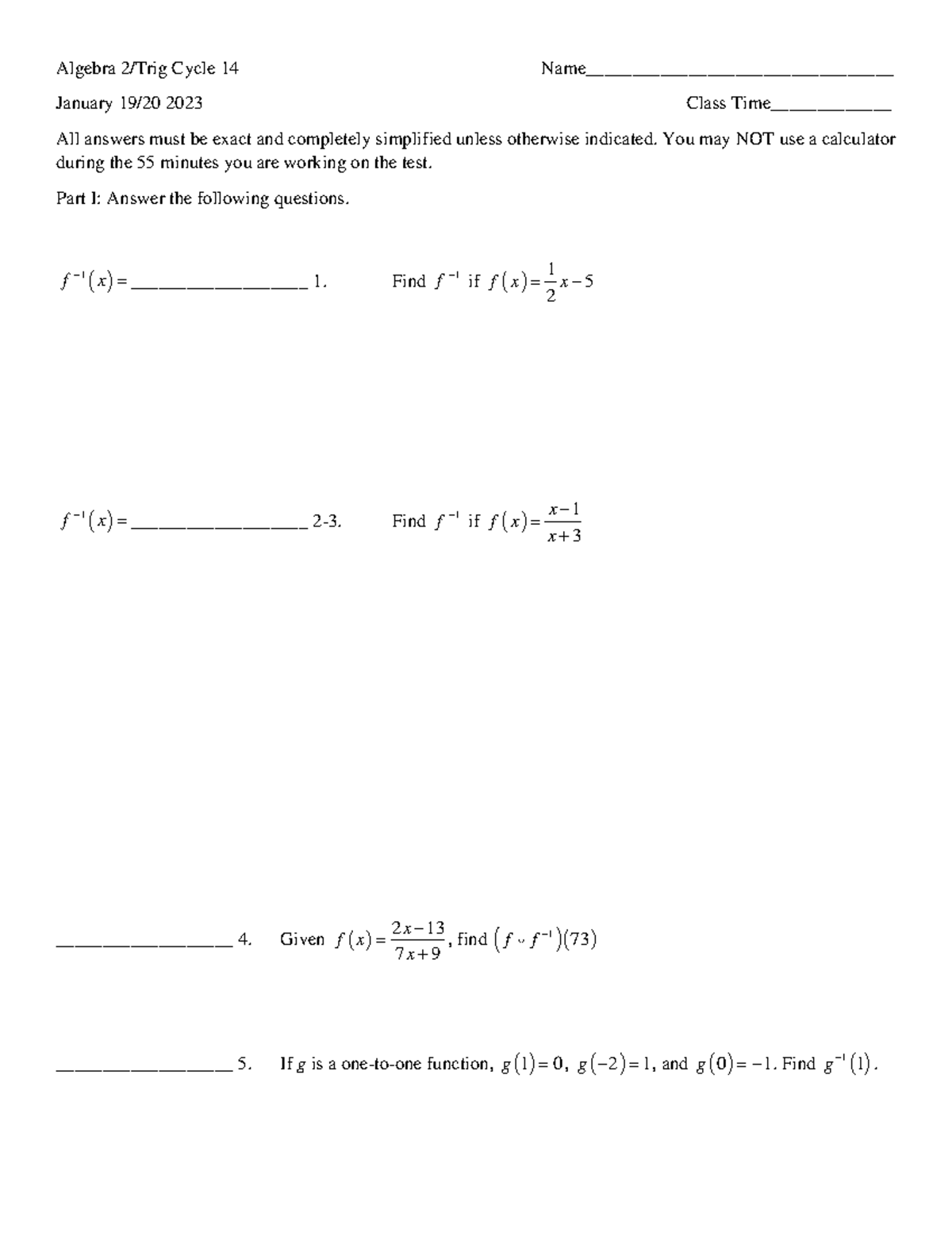 Alg 2 Cycle 15 Test 2223 - weqeqweqweqweqewqwe - Algebra 2/Trig Cycle ...