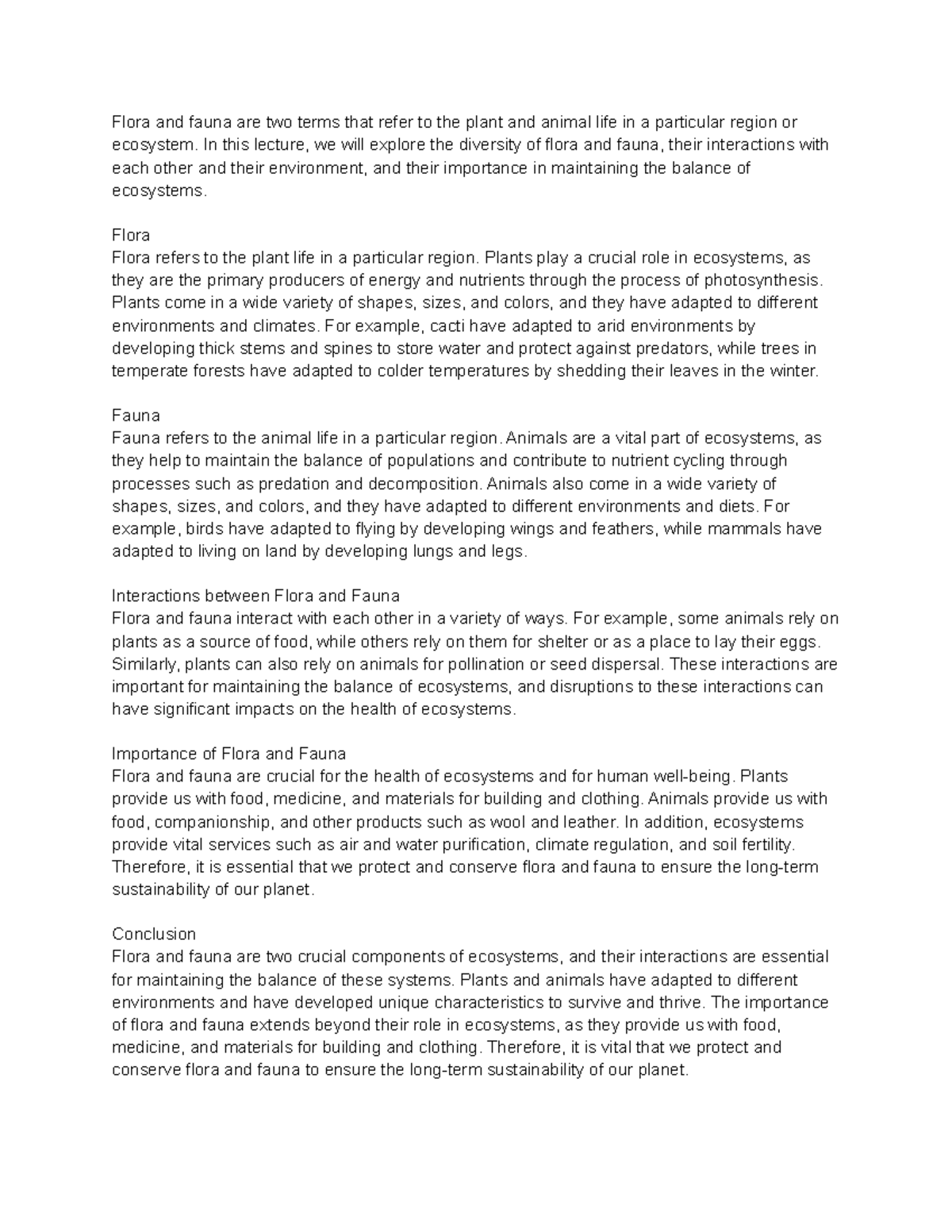 Flora and fauna - In this lecture, we will explore the diversity of ...