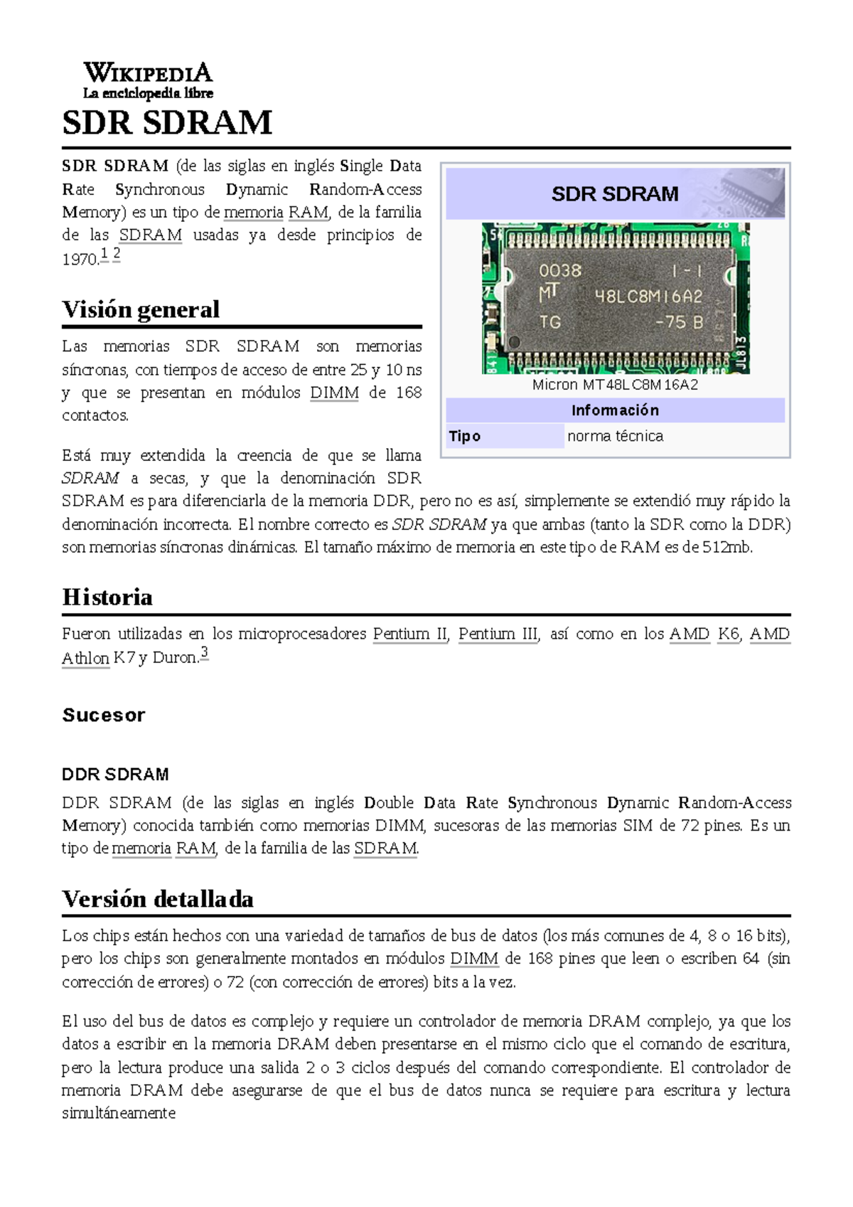 SDR Sdram - Tema de perifericos - SDR SDRAM Micron MT48LC8M16A ...