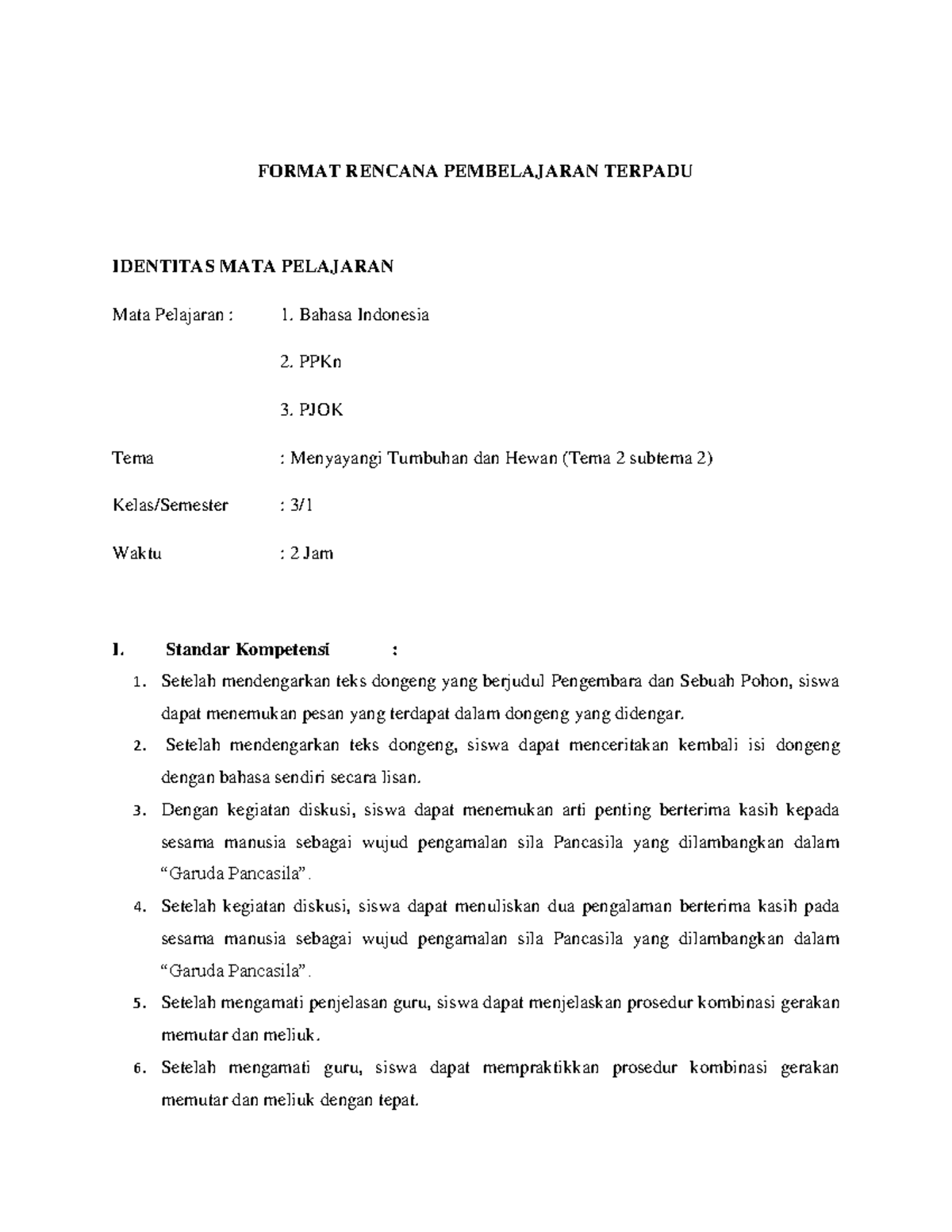 RPP PKN Tematik Kelas 3 - Contoh RPP PKN berbasis tematis. - FORMAT ...