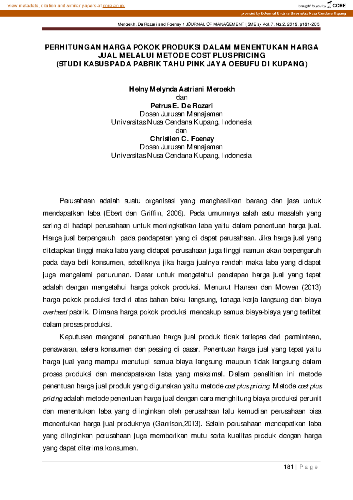 Perhitungan Harga Pokok Produksi Dalam M - Mer oekh, De Rozar i and ...