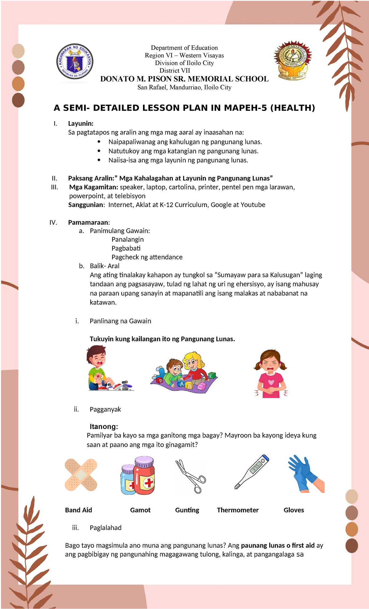 Lesson PLAN- (health) - Department of Education Region VI – Western ...