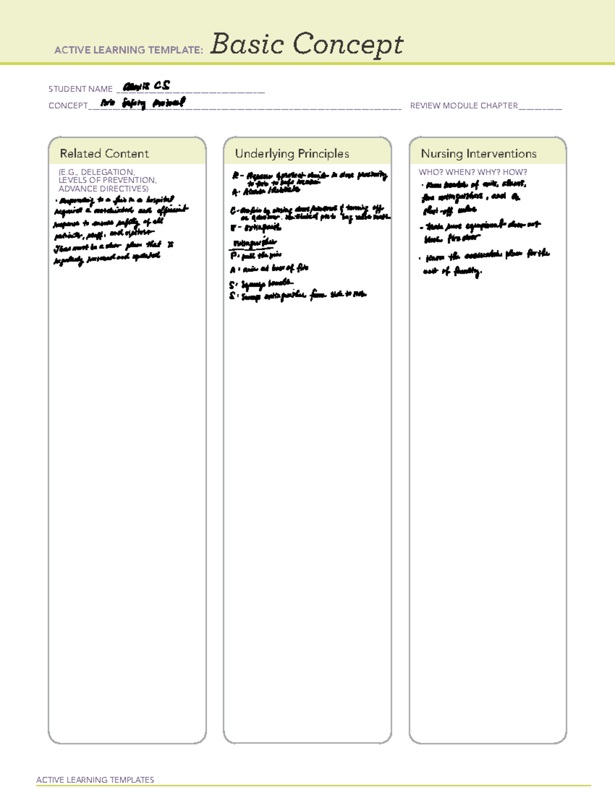 ATI fire safety template - ACTIVE LEARNING TEMPLATES Basic Concept ...